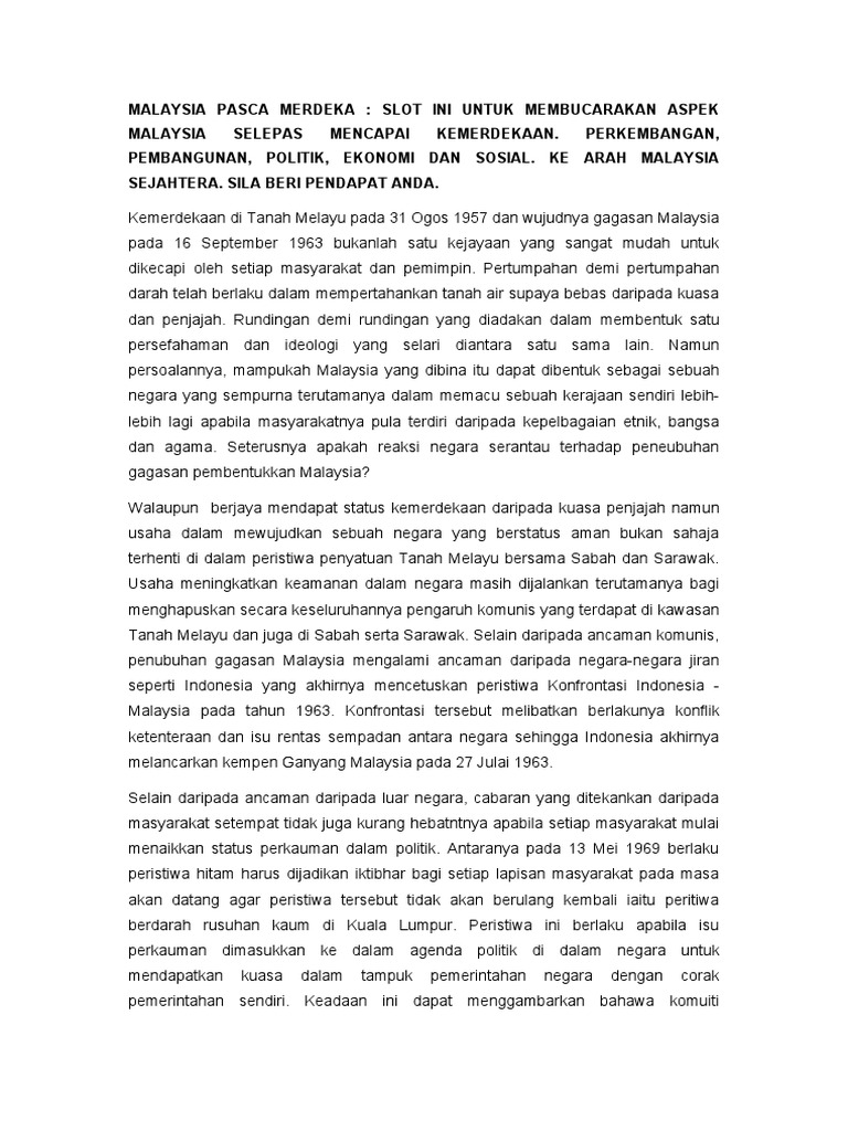 Malaysia Pasca Merdeka | PDF