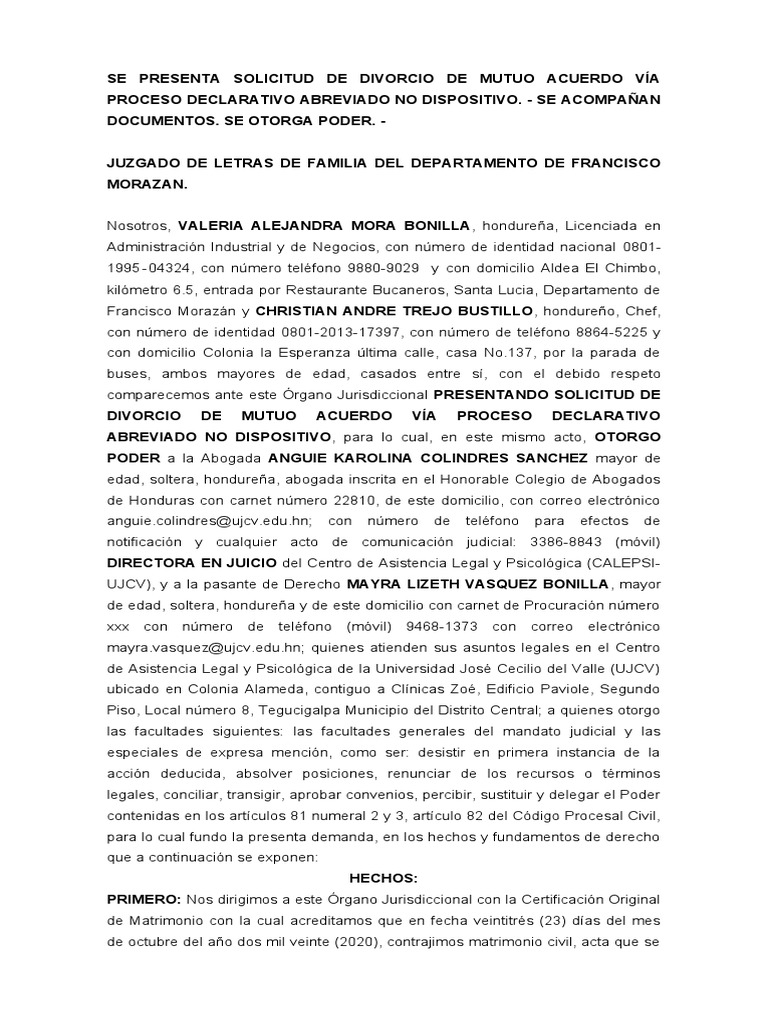 Divorcio de Mutuo Consentimiento Final | PDF