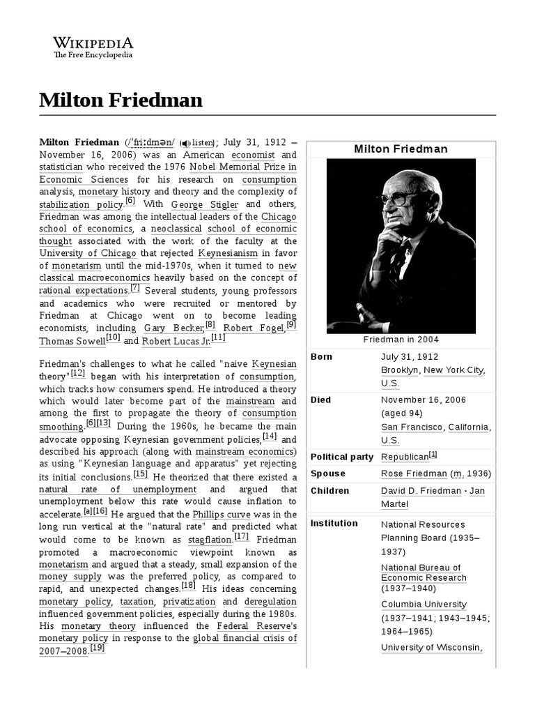 Milton Friedman | PDF
