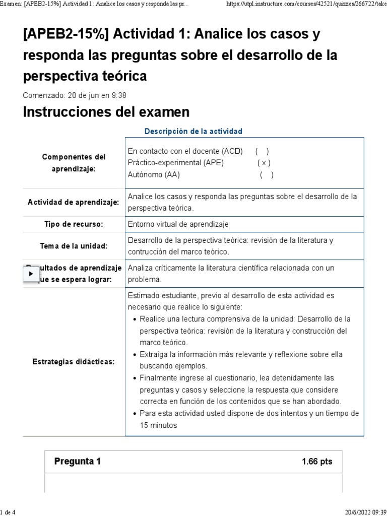 Examen (APEB2-15 - ) Actividad 1 Analice Los Casos y Responda Las Preguntas Sobre El Desarrollo ...