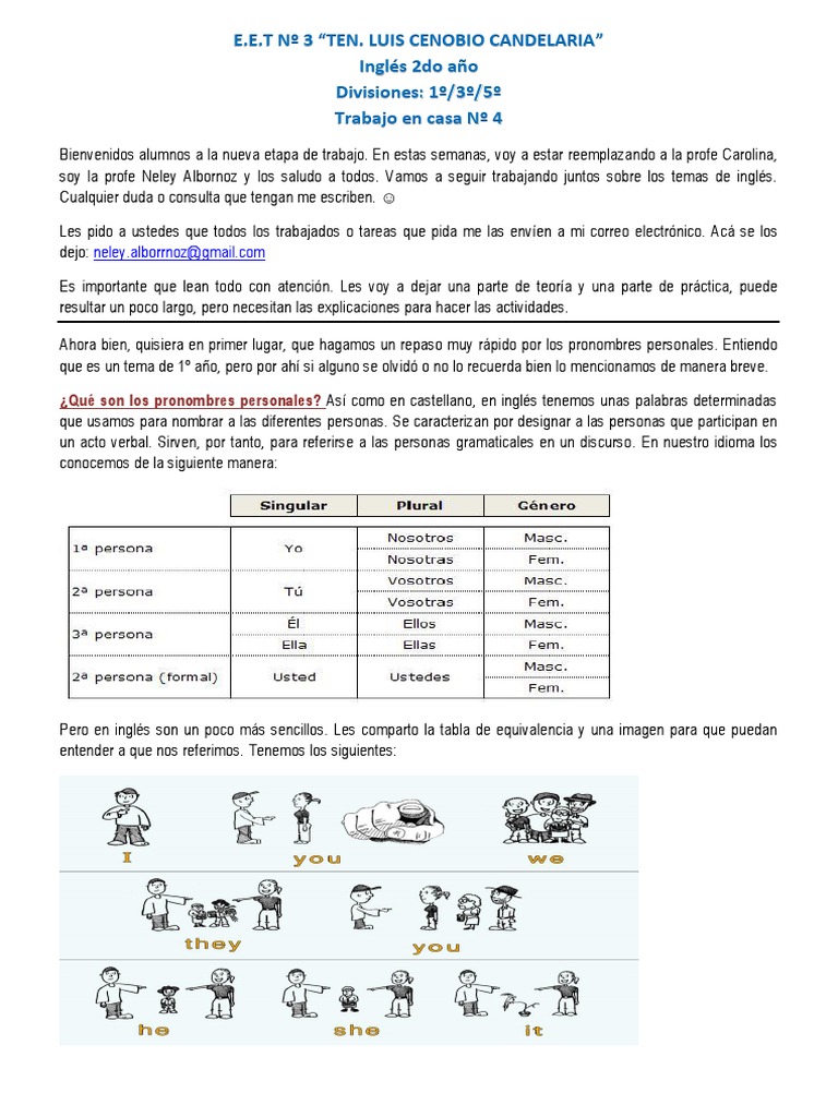 Eet #3 - Actividad Nº4 - 2do Año - Inglés | PDF | Verbo | Conjugación gramatical