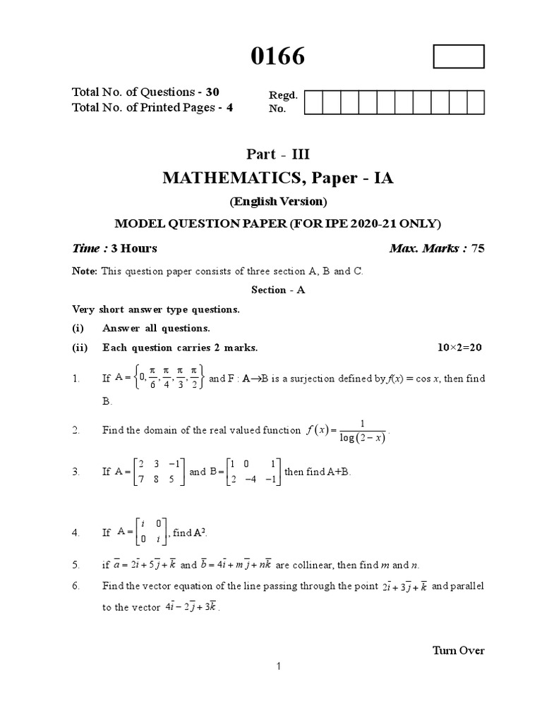 Mathematics Model Question Paper 2025 | PDF | Ellipse | Geometry