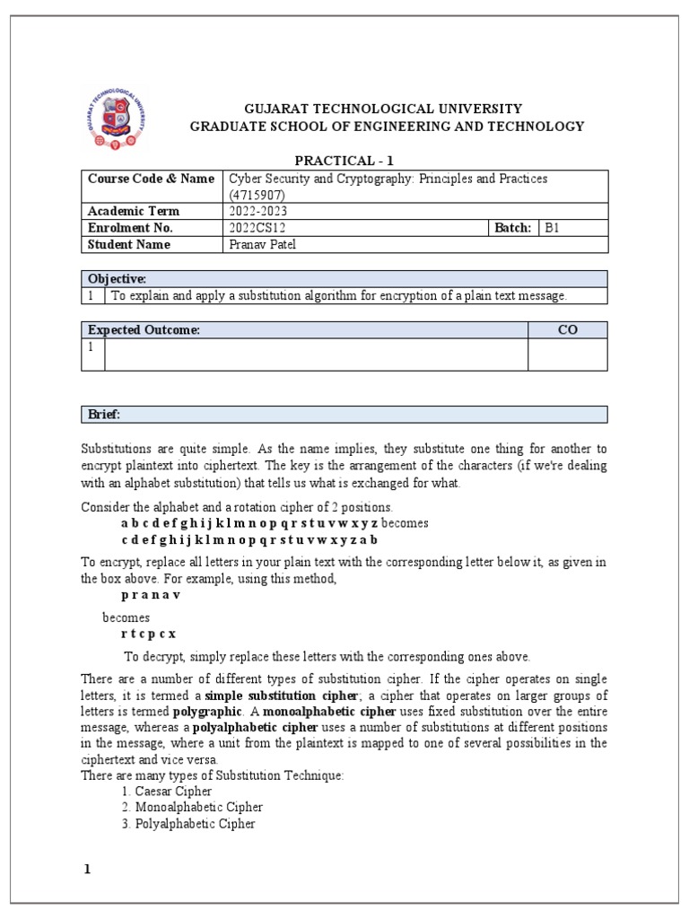 Practical 1 To 6 | PDF | Cipher | Encryption