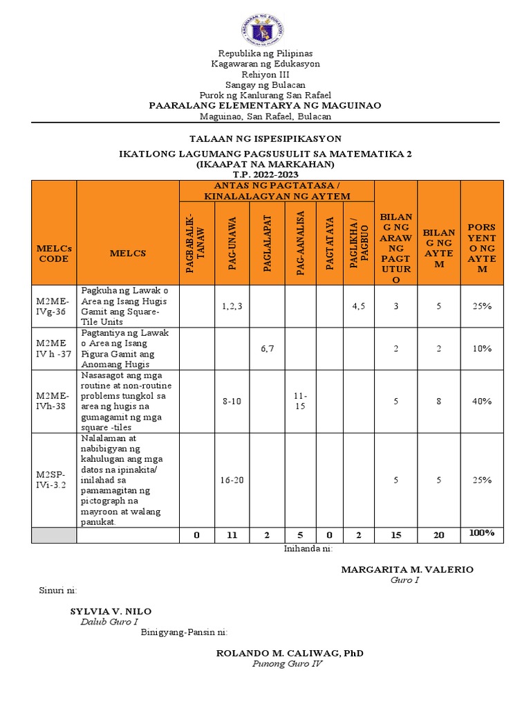Math 4 in 1 3RD 4Q | PDF