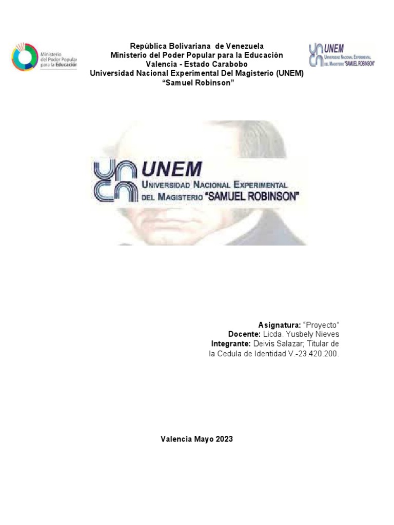 Trabajo de Proyecto UNEM | PDF | Aprendizaje | Experimentar