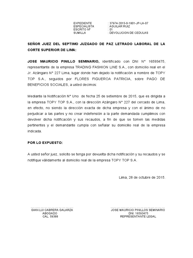 Devolucion de Cedulas | PDF