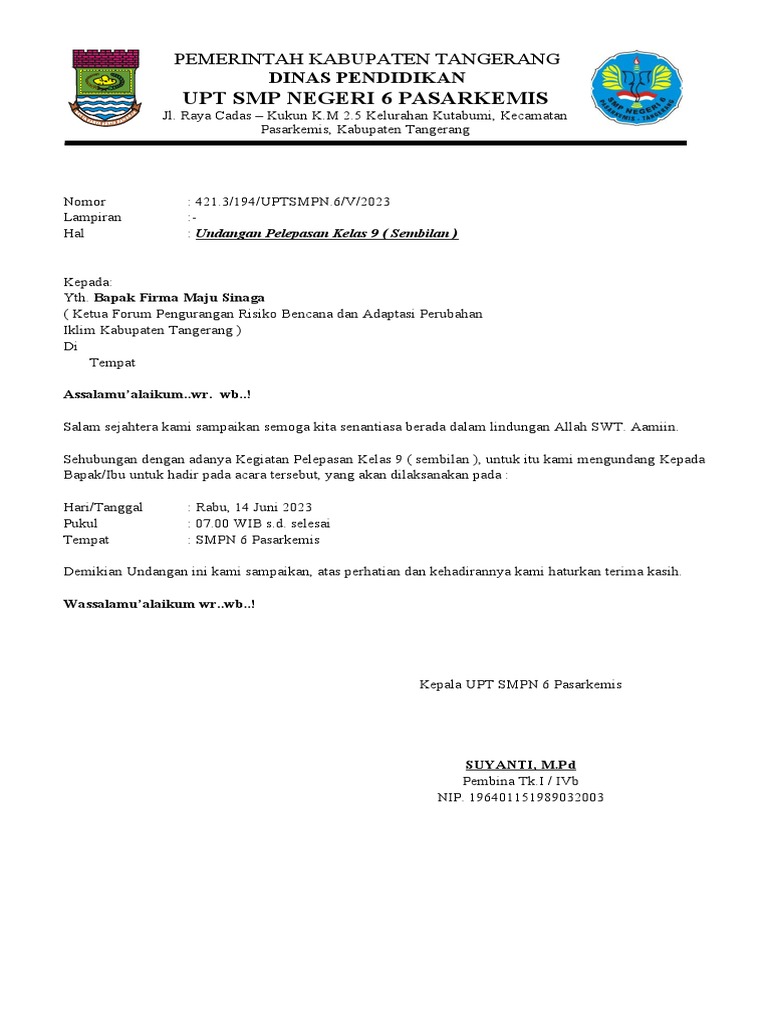 Surat Undangan Pelepasan 2023 | PDF