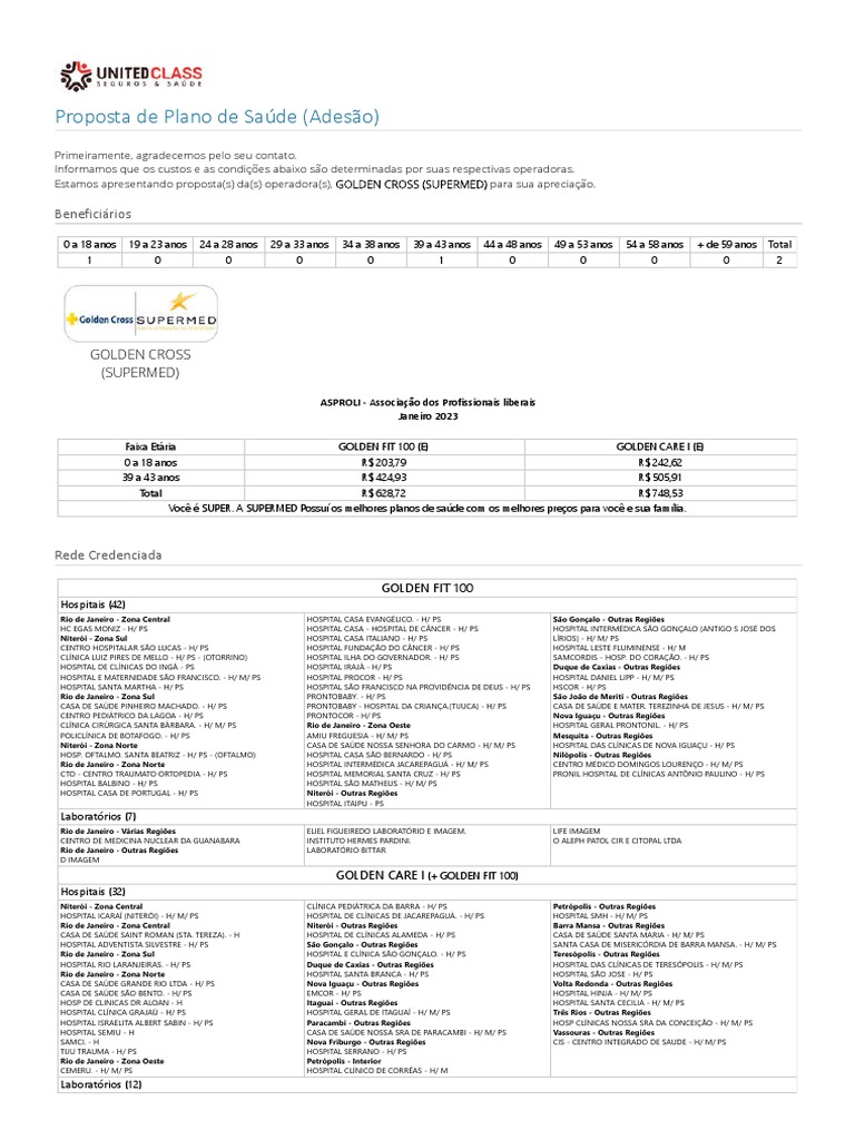Proposta de Plano de Saúde (Adesão) - Simulador Online | PDF