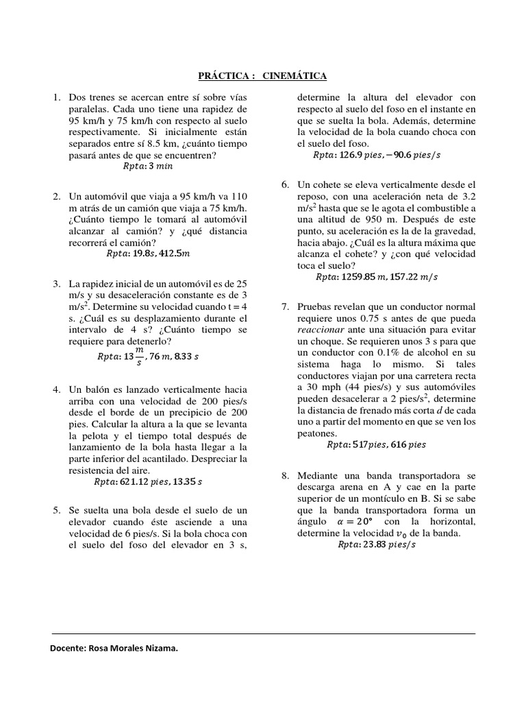 Practica Cinematica | PDF