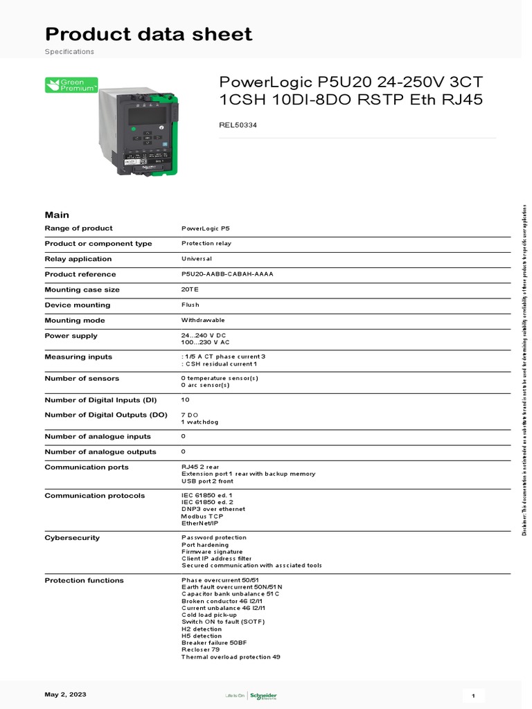 PowerLogic™ P5 - REL50334 | PDF | Electromagnetic Compatibility | Power ...