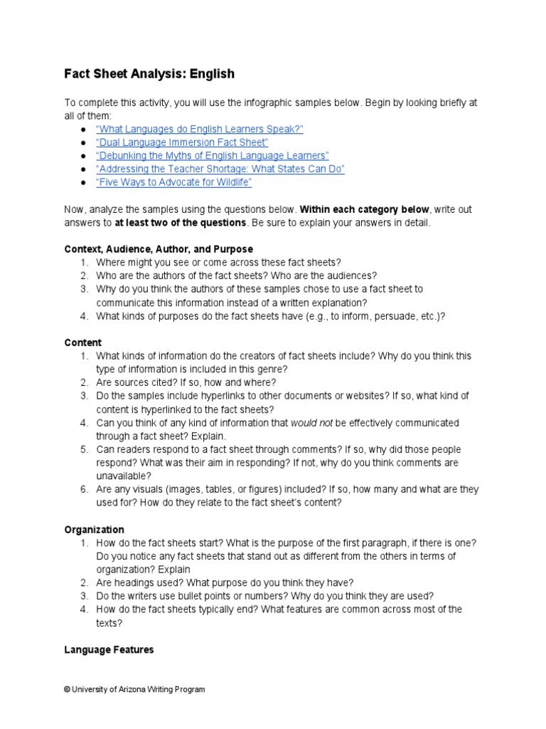 Fact Sheet Analysis - English | PDF