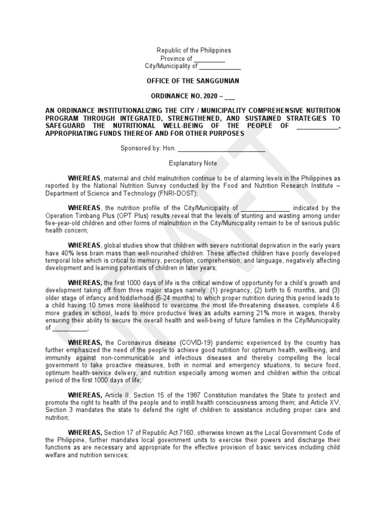 Draft - Comprehensive-Nutrition-Program-Ordinance 16.06.2020 v.6 | PDF ...