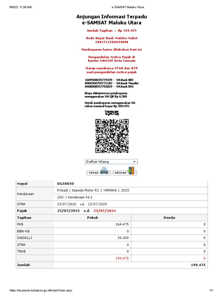 e-SAMSAT Maluku Utara | PDF