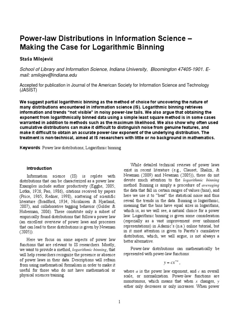 Power-Law Distributions in Information Science - Making The Case For ...