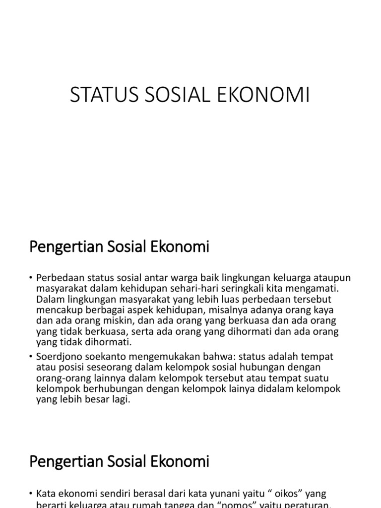 Status Sosial Ekonomi | PDF