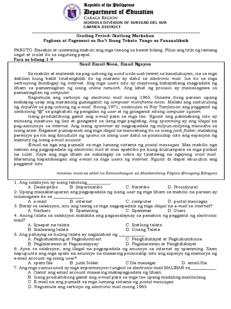 TQ 3rd Pagbasa | PDF