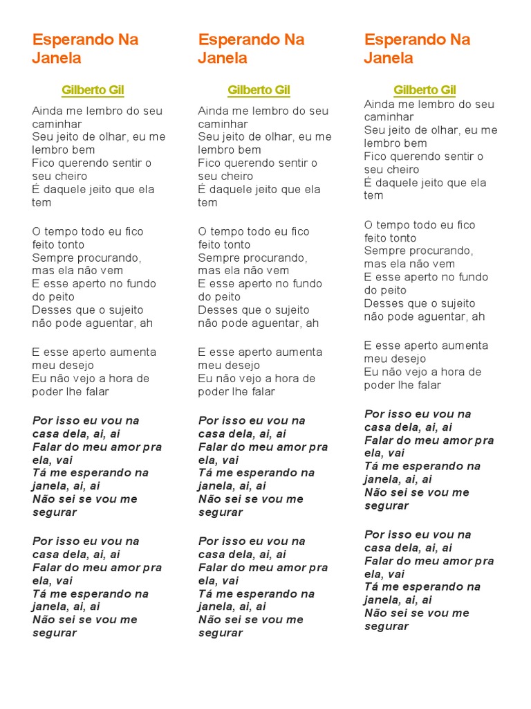 Letra de "Esperando na Janela" | PDF