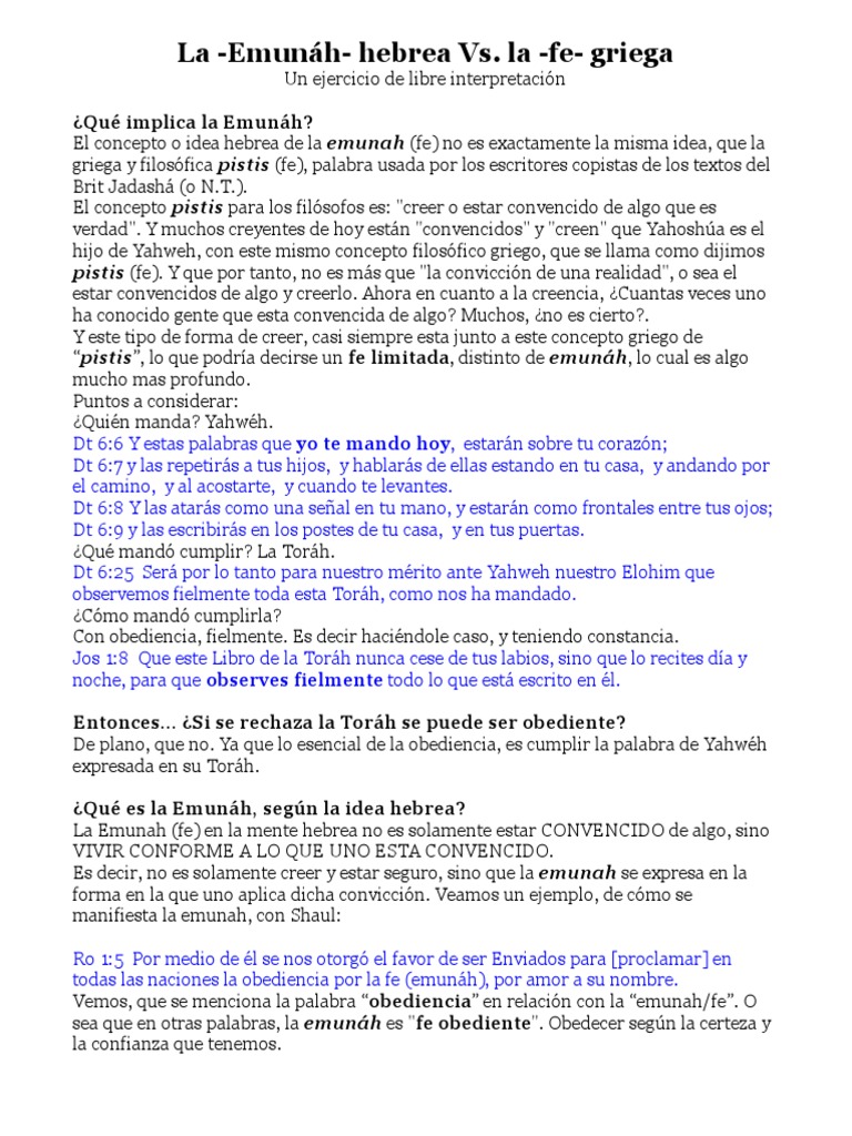 La Emunah Hebrea Vs La Fe Griega 2 | PDF | Estudios de idiomas extranjeros | Religión y ...