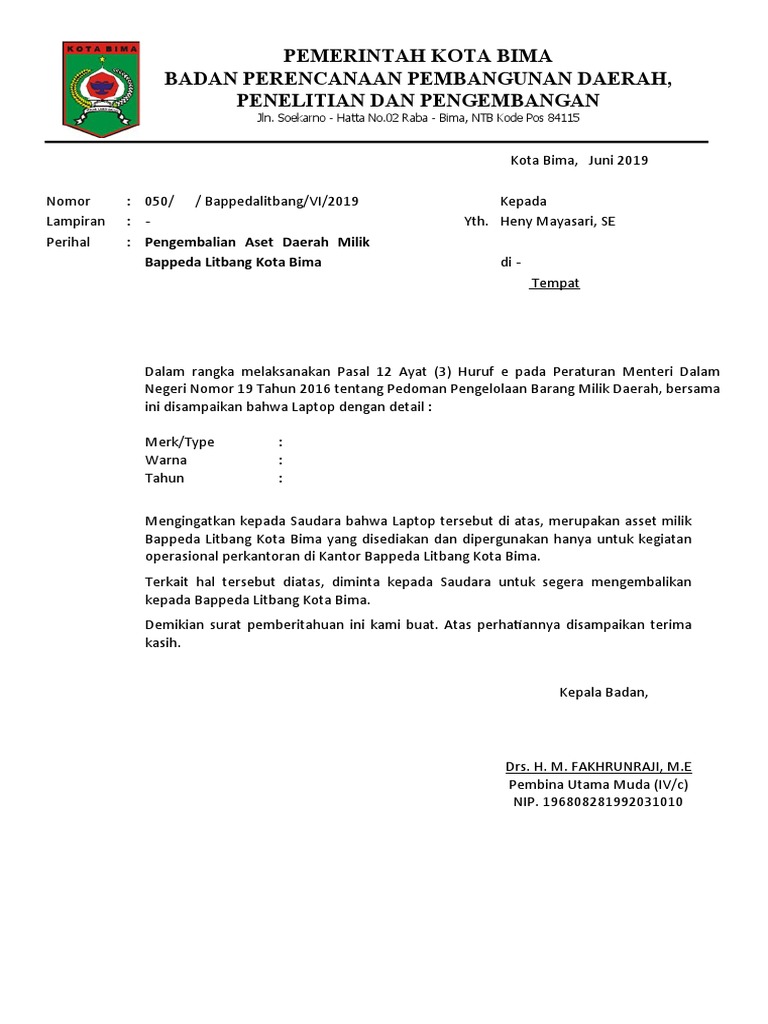 Surat pengembalian aset | PDF
