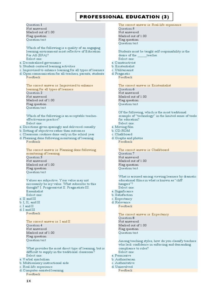 Preboard - LET - Profed 3 | PDF | Teachers | Classroom Management