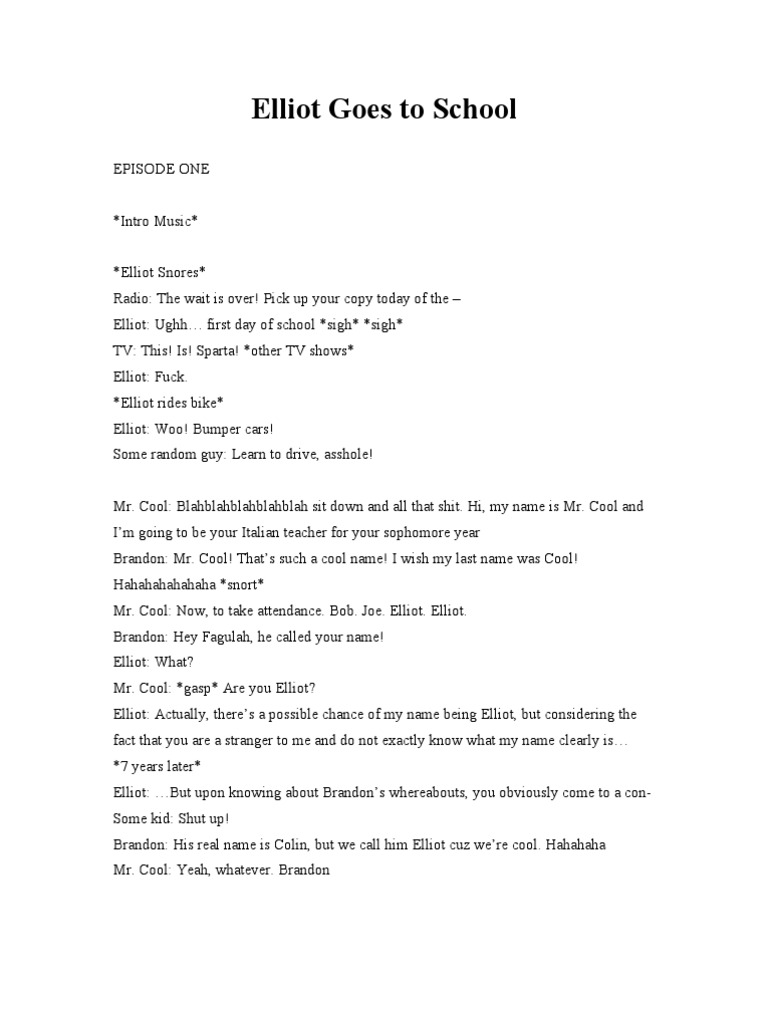 Elliot Goes To School | PDF | Leisure