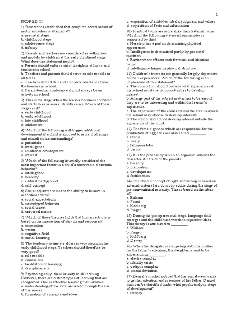 PROF ED-2020 Reviewer | PDF