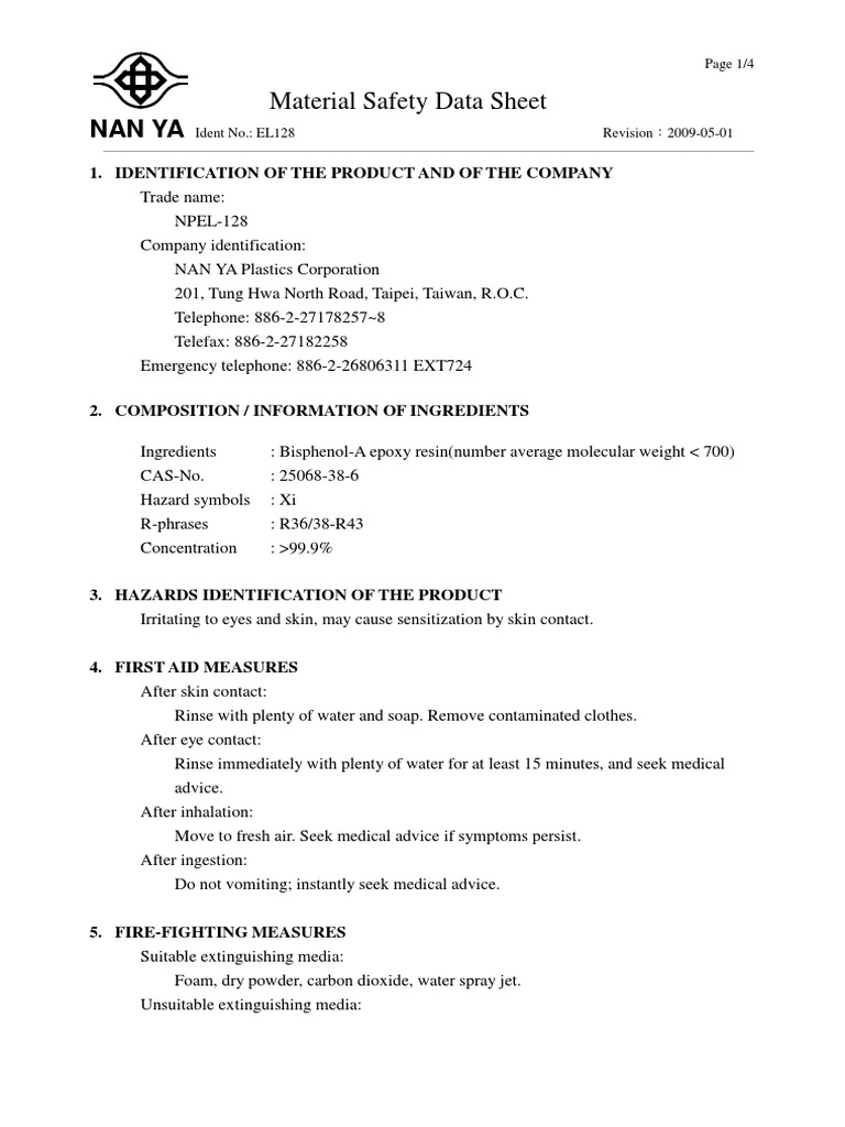 Epoxy NPEL 128 | PDF | Personal Protective Equipment | Toxicity