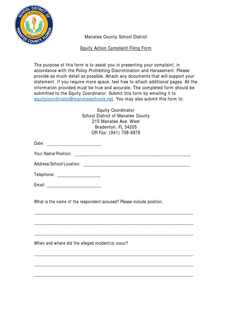 Equity Complaint Form | PDF | Complaint | Human Rights