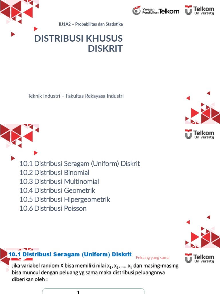 Pertemuan 10 Distribusi Khusus Diskrit-SMM | PDF
