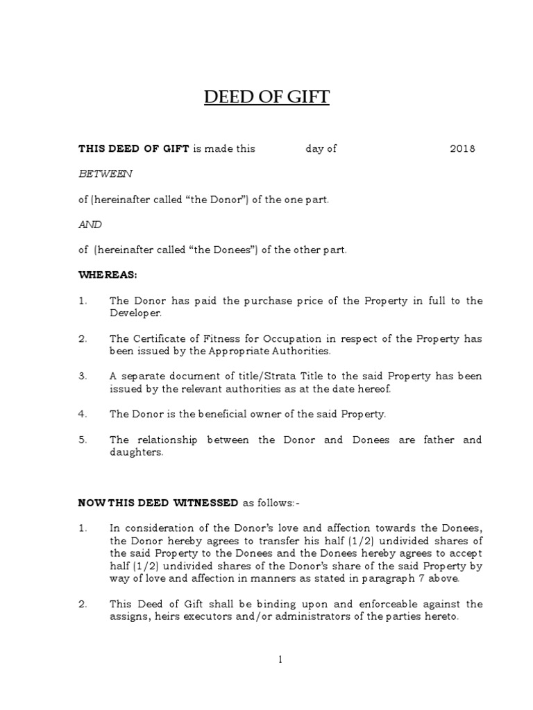 Deed of Gift | PDF