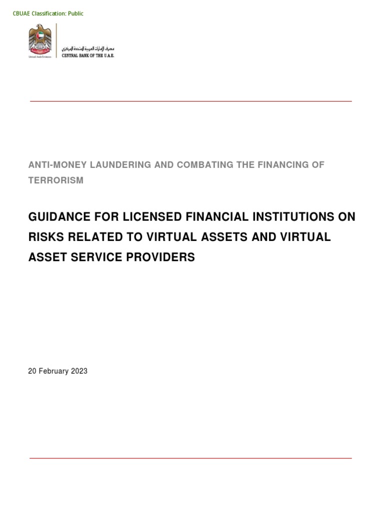 Cbuae Guidance For Lfis On Risks Related To Virtual Assets and Virtual Assets Providers - Final ...
