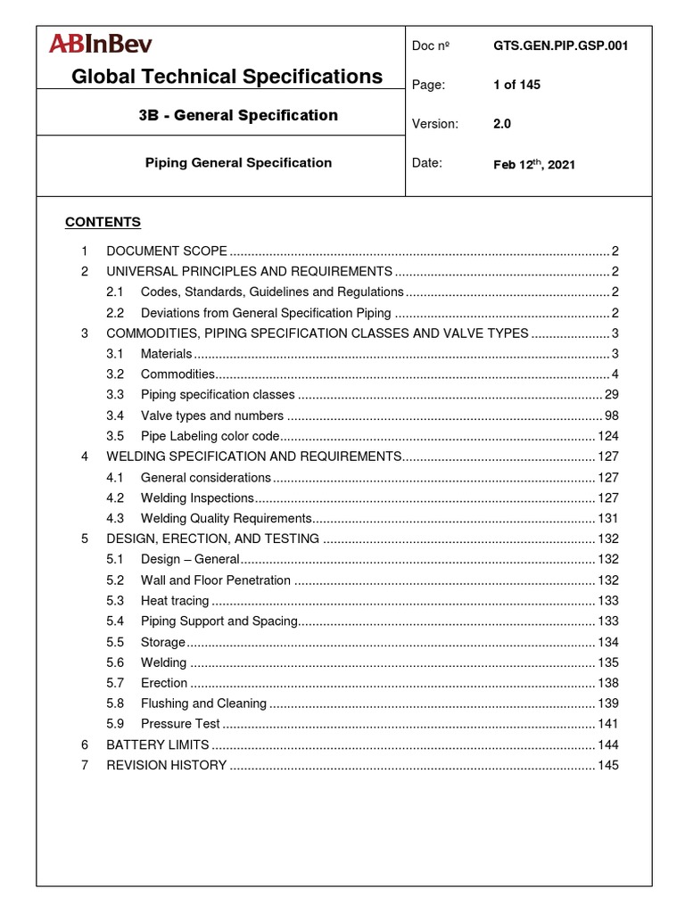 N.pip - GSP.001 - 3B Piping General Specification | PDF | Pipe (Fluid ...