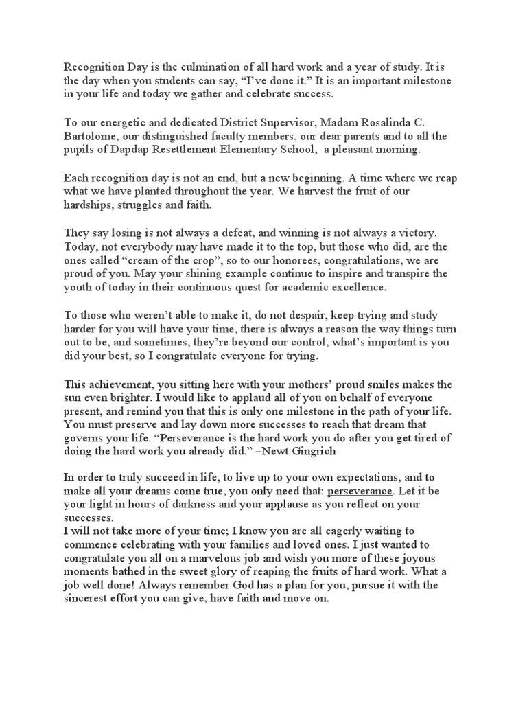 Recognition Day 2022 Opening Remarks | PDF