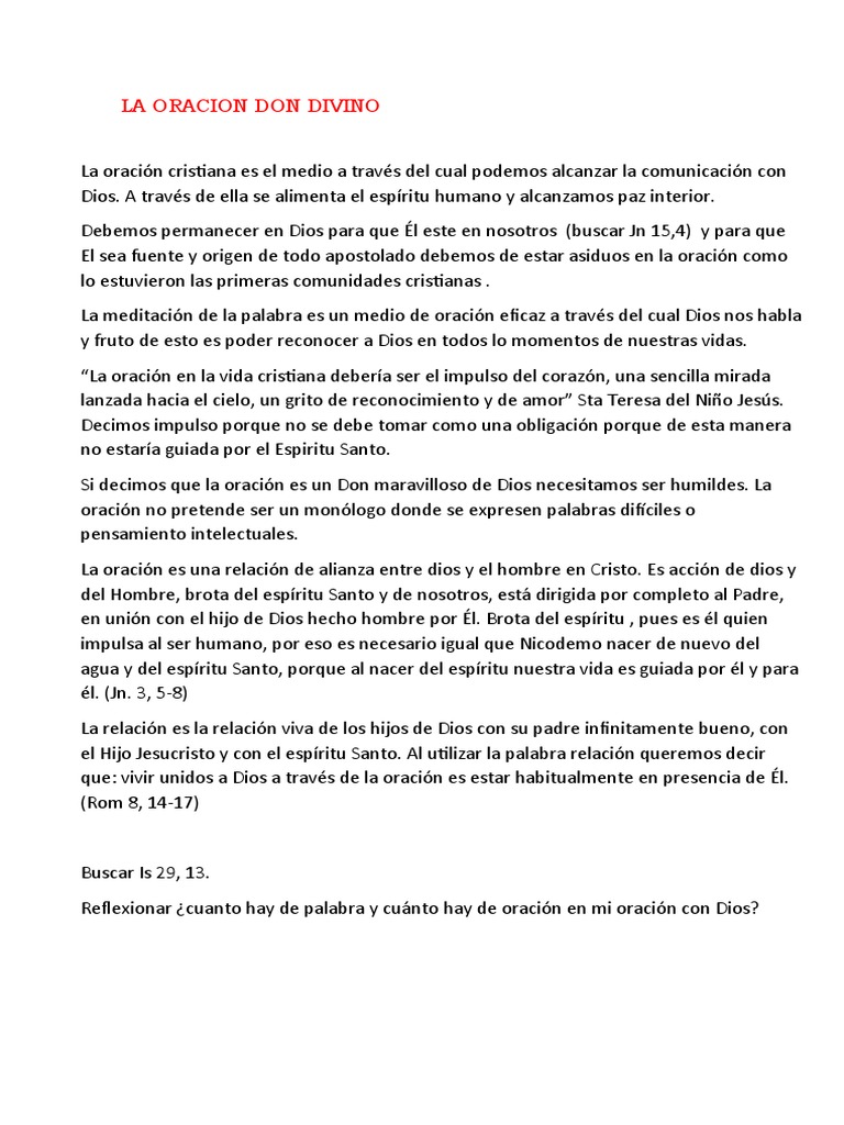 La Oración: Conexión con Dios | PDF