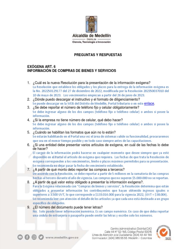 Preguntas Compra de Bienes y Servicios (Articulo 6) | PDF