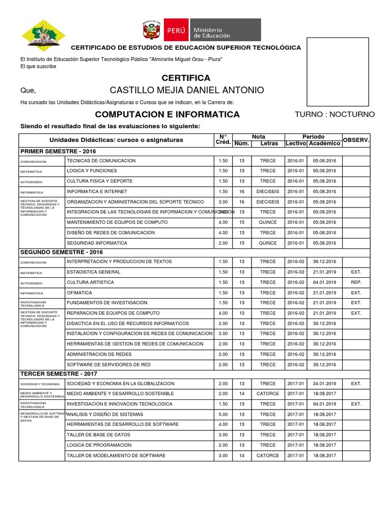Certificado en Computación e Informática | PDF | Informática | Ciencias de la Computación