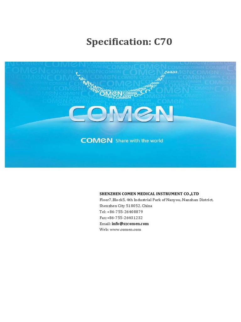 Comen C70 Modular-Patient-Monitor Broshure | PDF