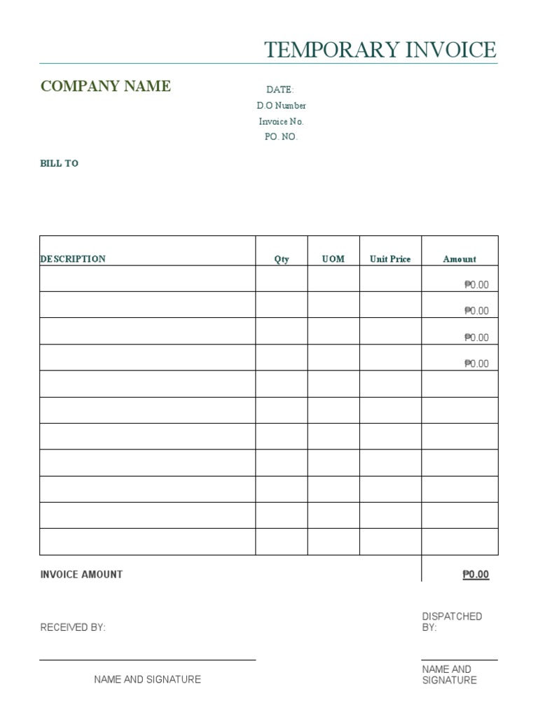 Temporary Invoice | PDF