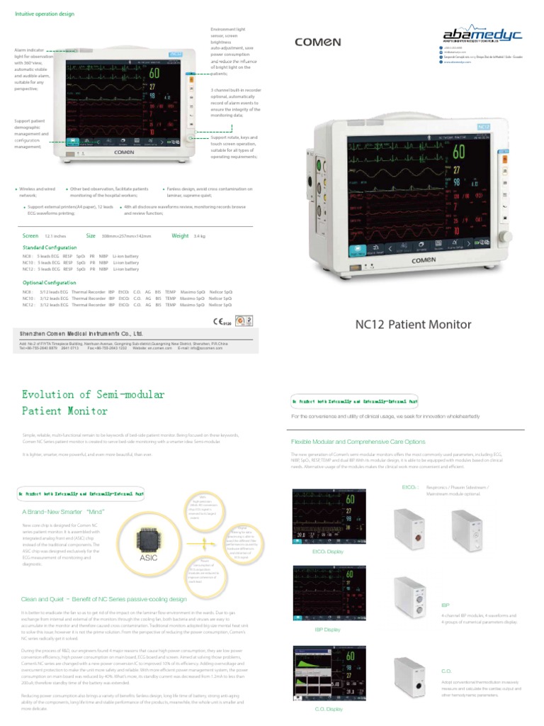 Comen NC12 SemiModular Patient Monitor | PDF | Modularity | Integrated ...