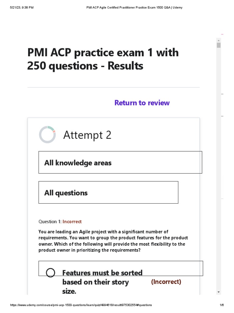 PMI ACP Agile Certified Practitioner Practice Exam 1500 Q&A - Udemy | PDF | Career & Growth