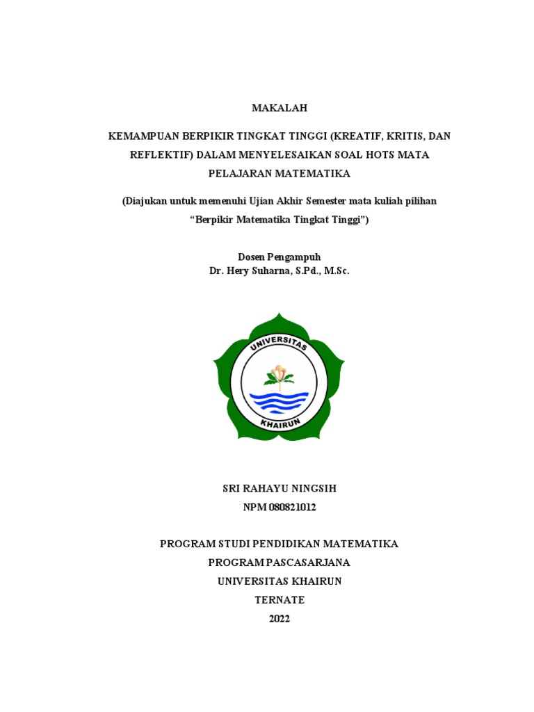 Sri Rahayu Ningsih Berpikir Tingkat Tinggi | PDF | Karier ...