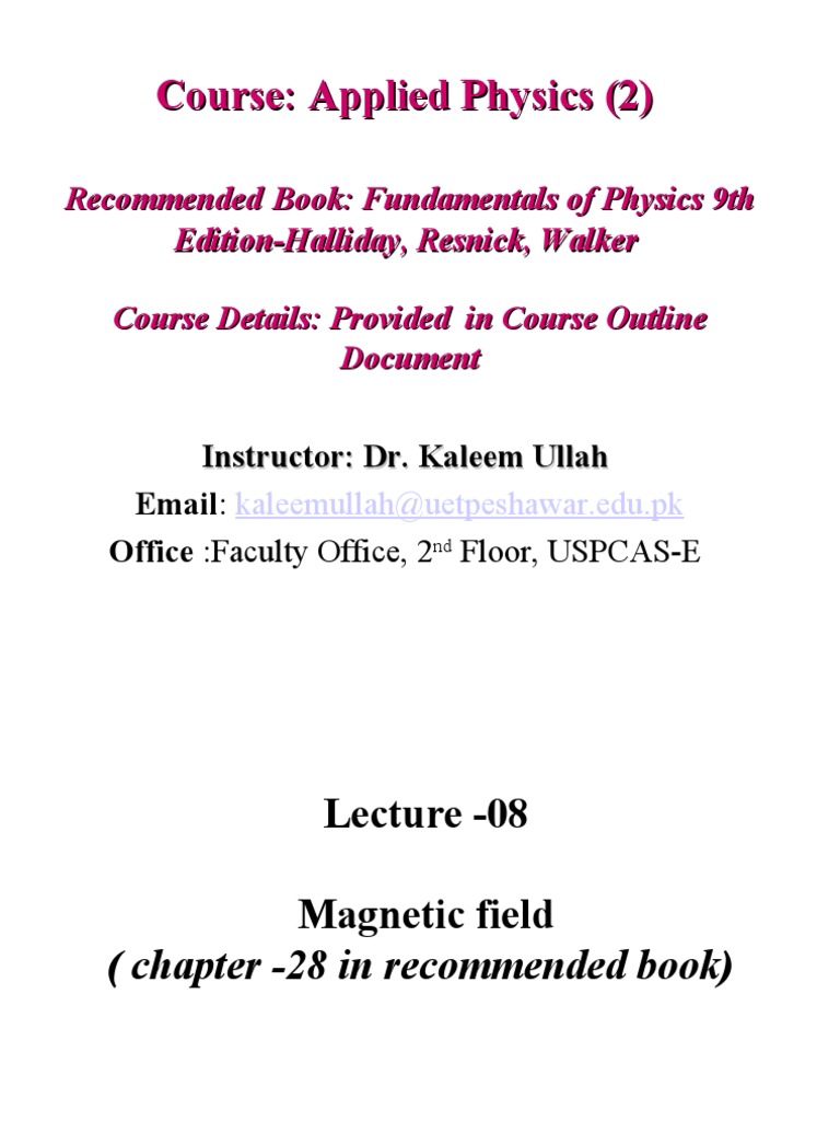 Lecture-08 - (T11-T12) Magnetic Field | Download Free PDF | Magnetic Field | Dipole