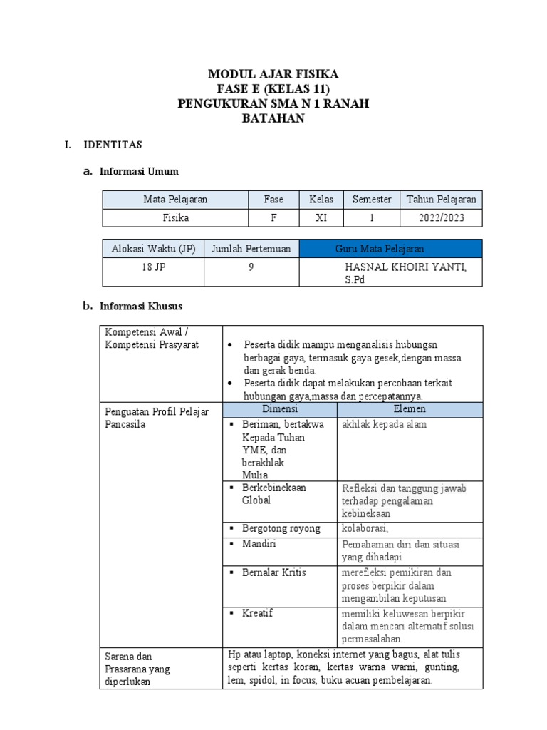 Modul Ajar Fisika | PDF