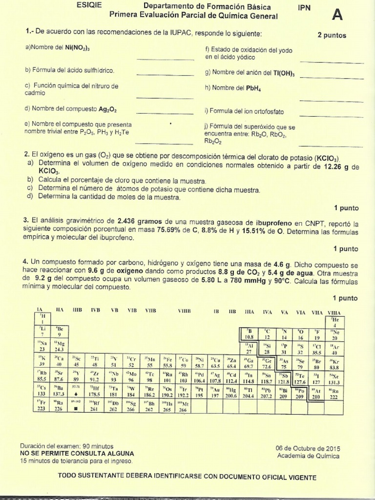 EJERCICIOS QUIMICA 1 | PDF