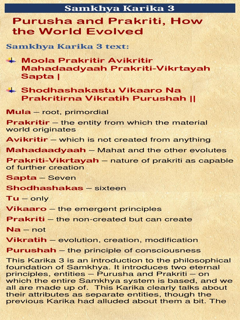 How The World Evolved - Samkhya Karika 3 | PDF