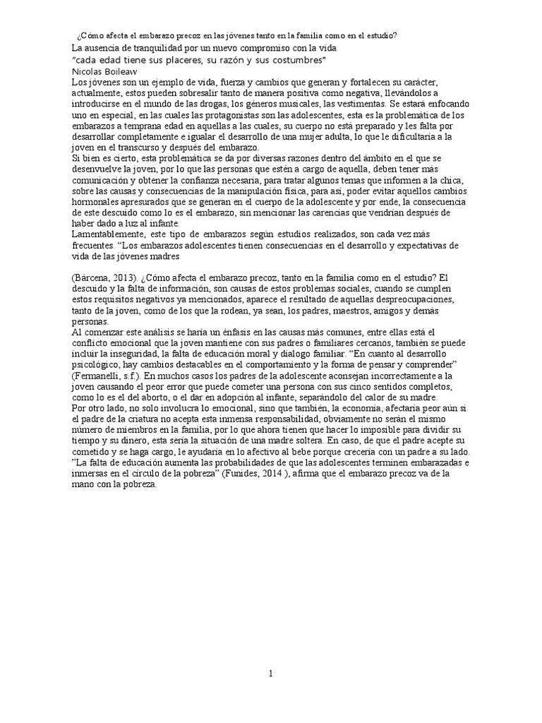 Impacto del Embarazo Precoz en Adolescentes | PDF | El embarazo ...