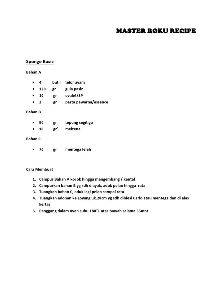 Resep Pastry Master Roku | PDF