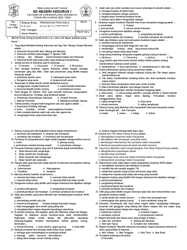 Pat PKN Klas 4 22-23 | PDF