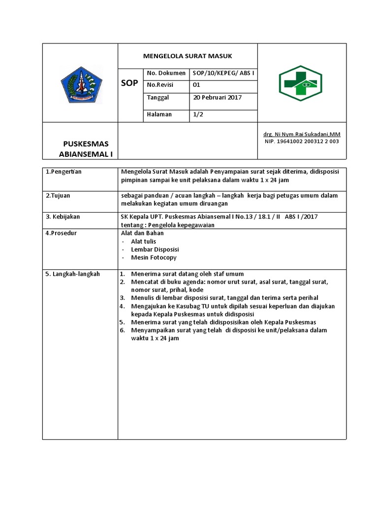 SOP Surat Masuk | PDF