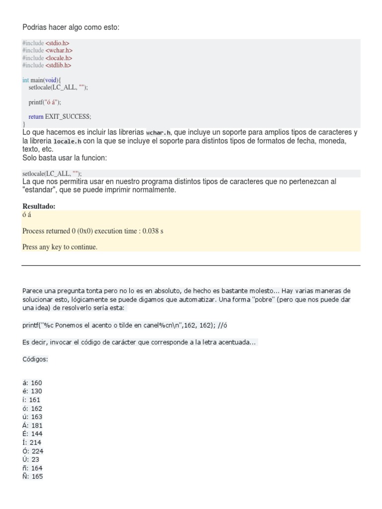Acentos o Tildes en C | PDF | Notación | Desarrollo de software